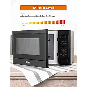 COMMERCIAL CHEF Microwave 1.3 Cu Ft with 10 Power Levels, Microwave with Push Button Door Lock, 1000W Countertop Microwave with Timer and Digital Controls, Black