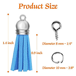 Keychain Tassels Jewelry Key Charms - 300pcs Keychain Tassels Bulk, 100pcs Key Chain Tassles, 100pcs Jump Rings, 100pcs Screw Eye Pins Hooks, Leather Tassels for Jewelry Making Crafts (Colorful)