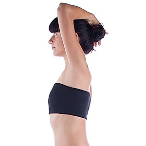 Black Strapless Yoga Sports Bra Bandeau Black L