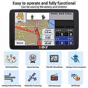 XGODY GPS Navigation for Car Truck GPS Navigation System 2023 Map 7 Inch Touchscreen Car GPS Navigator 8GB 256M with Voice Guidance and Speed Camera Warning Auto GPS with Lifetime Free Map Update