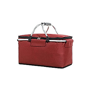 Lovskoo Insulated Lunch Bag Folding Waterproof Cooler Bag Picnic Basket for 2 Ice Packs for Lunch Bags Bento Bag Cute Lunch Bags for Women Lunch Backpack Couples Gifts Travel Essentials (Red)