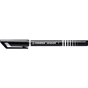 STABILO Fineliner with Cushioned F-Tip - Sensor F - Pack of 1 - Black