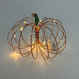 ROTORS Wire Pumpkin Decor with Fairy Lights, Autumn Decor Thanksgiving Table Centerpiece Halloween Decoration Fall Decor Fall Garland (Bronze)