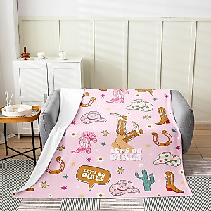 Retro Cowboy Style Flannel Fleece Throw Blanket Throw 50"x60" Western Cowboy Plush Blanket for Boys Girls Teens Western Decor Fuzzy Blanket Super Soft All Season Bed Blanket Room Decor
