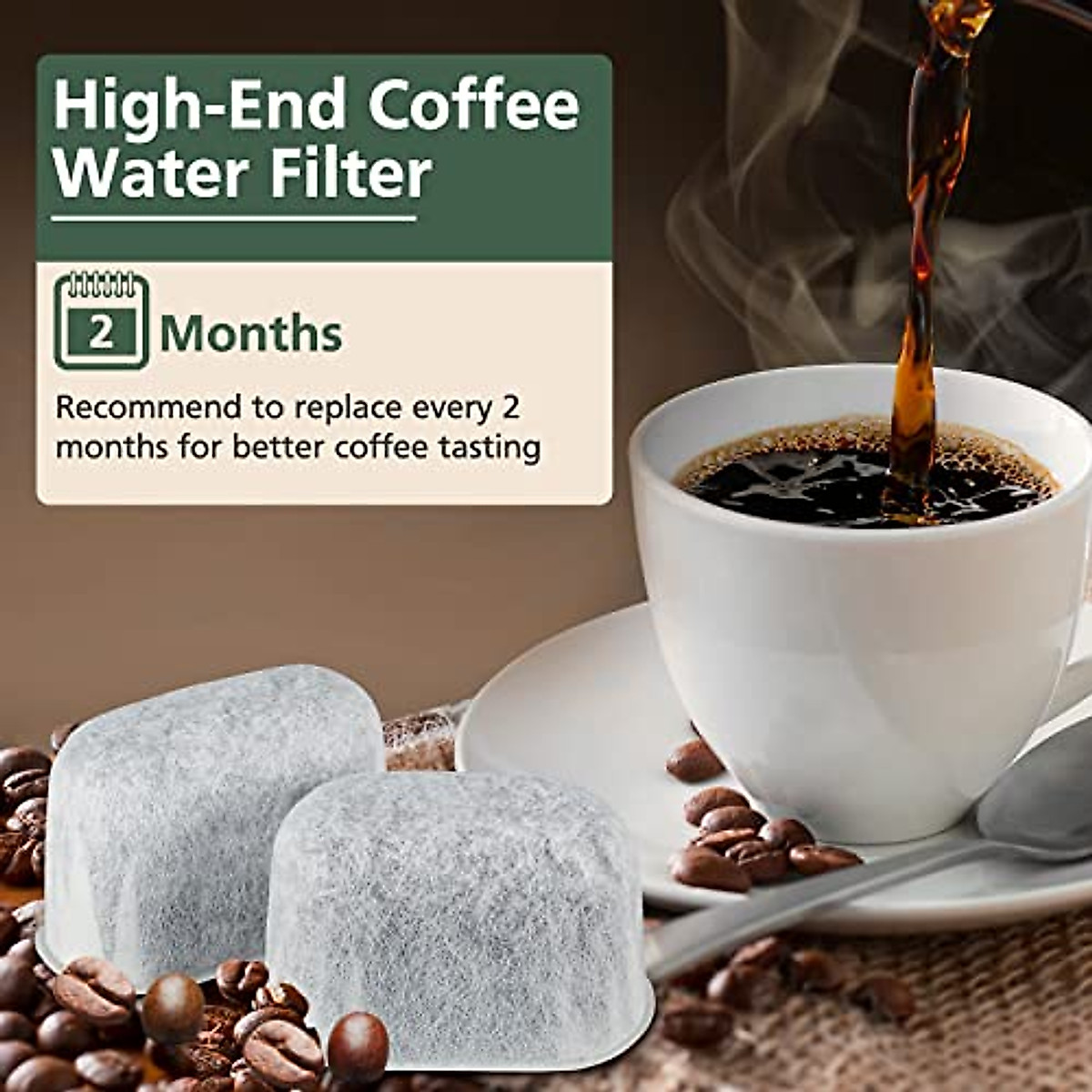 isinlive Espresso Cleaning Kit, Espresso Machine Cleaner Kit Includes 40 Espresso Machine Cleaning Tablets (2g)+ 6 Charcoal Activated Water Filters Replacement for Breville Espresso Maker Models