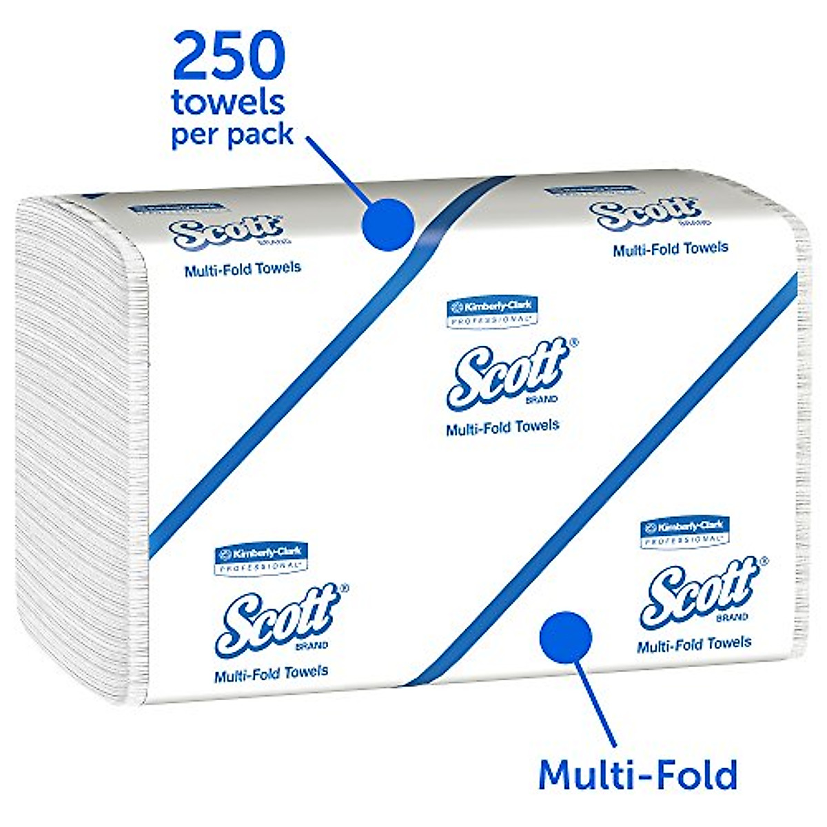 Scott Multifold Paper Towels for Small Business (08009), 9.2” x 9.4”, (4000 Towels per Case), White, 250 Count (Pack of 16)