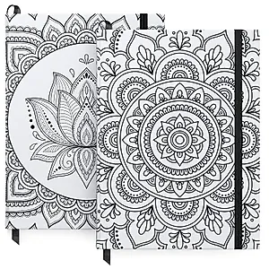 Arteza Journal Blank Page Notebooks, Set of 2, 6 x 8 Inches, 96 Sheets Each, Mandala Design, 2 Blank Art Journals with Smooth Paper, School Supplies for Planning, Writing, and Sketching