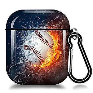 Black AirPods Case Cover,Soft AirPods Case 2&1 Shockproof Silicone Waterproof Protective AirPods Skin Protective Case for Airpods 1st/2nd Charging Case for iPhone 11/12/XR/7/7P (Baseball)