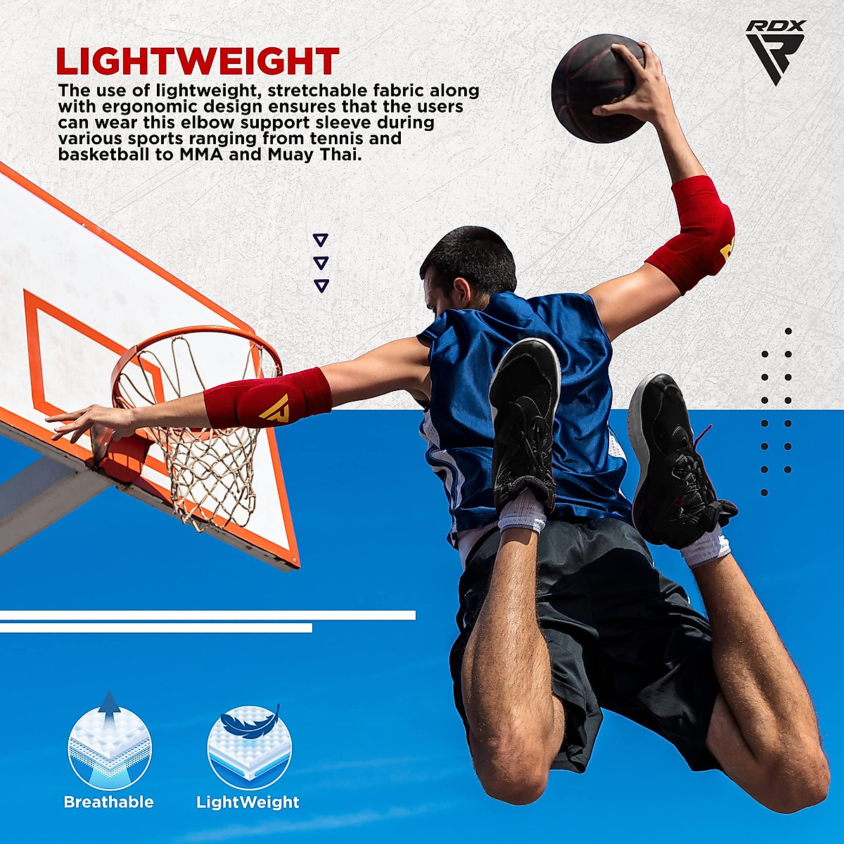 RDX MMA Elbow Support Brace Sleeve Pads Guard Bandage Elasticated Shield Protector,Black,Large, Large, Black