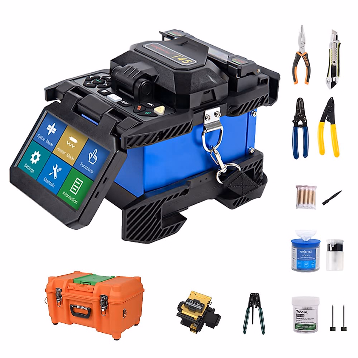 ORIENTEK T45 Core Alignment Fusion Splicer Fiber Optic Welding Splicing Machine FC-30 Optical Fiber Cleaver