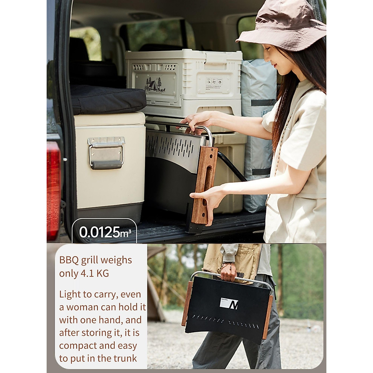 Naturehike Charcoal Grills Portable Charcoal Grill BBQ Grill Small Folding Tabletop Grill Mini Stainless Steel Outdoor Cooking Propane Grill Camping Beach Traveling Picnic Backyard (grey)