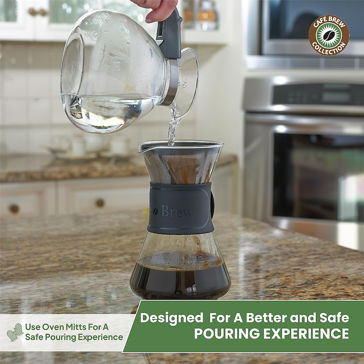 CAFÉ BREW COLLECTION Borosilicate Glass Stove Top Whistling Tea Kettle - Best BPA Free Whistling Tea Kettle - Best Glass Tea Kettle - 12 Cup Stovetop Glass Whistling Tea Kettle by Medelco