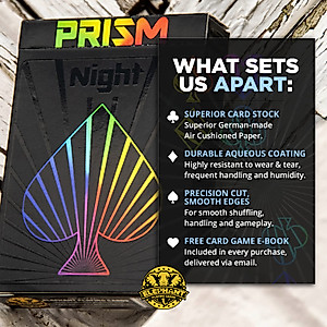 PREMIUM PLAYING CARDS, High Quality Deck of Cards, Cool Prism Gloss Ink, Best Poker Cards, Unique Bright Rainbow & Red Colors for Kids & Adults, Black Card Decks Games, Standard Size