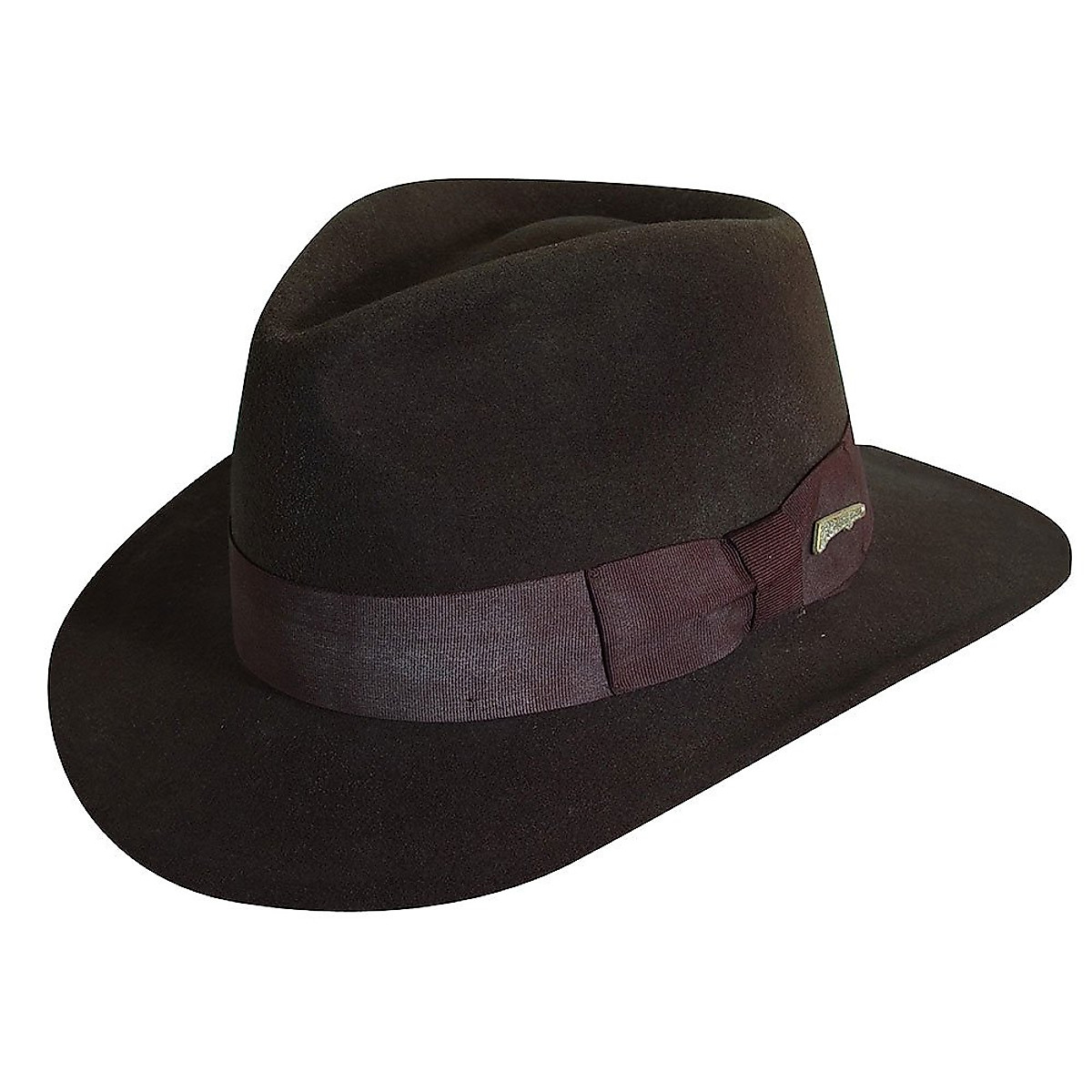 Indiana Jones Men's Crushable Wool Felt Fedora Hat, Brown, Large