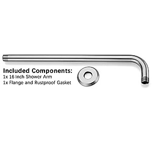Anpean 16 Inch L-Shaped Shower Arm with Flange, Wall Mounted Rain Shower Head Extension Arm, Brushed Nickel