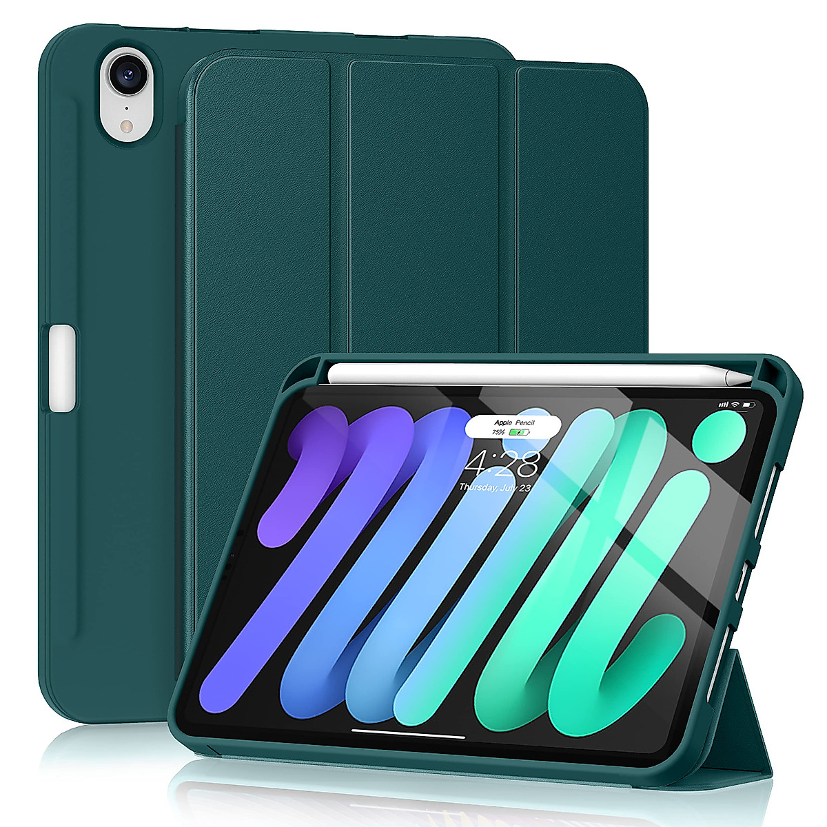 Soke for iPad Mini 7 A17 Pro Case 2024,iPad Mini 6 Case 2021 with Pencil Holder-[Shockproof Protection + Auto Sleep/Wake], Soft TPU Back Cover for iPad Mini 7th/6th Generation 8.3 inch,Teal