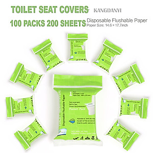 Porta Potty Toilet Seat Covers Disposable flushable Biodegradable Travel Pack 200 sheet / 100 Pack/Double Layer Potty Training Toilet Seat Covers Child for Travel Airplane Public Restrooms Hotel