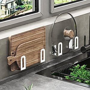 Self Adhesive Stainless Steel Pan Cover Racks ,Pantry Organization Rack, Cutting Board Storage , Pot Lid Holder