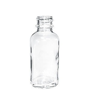 GlassBottleOutlet (Pack of 108) 1 oz. Clear Boston Round with Black Treatment Pump