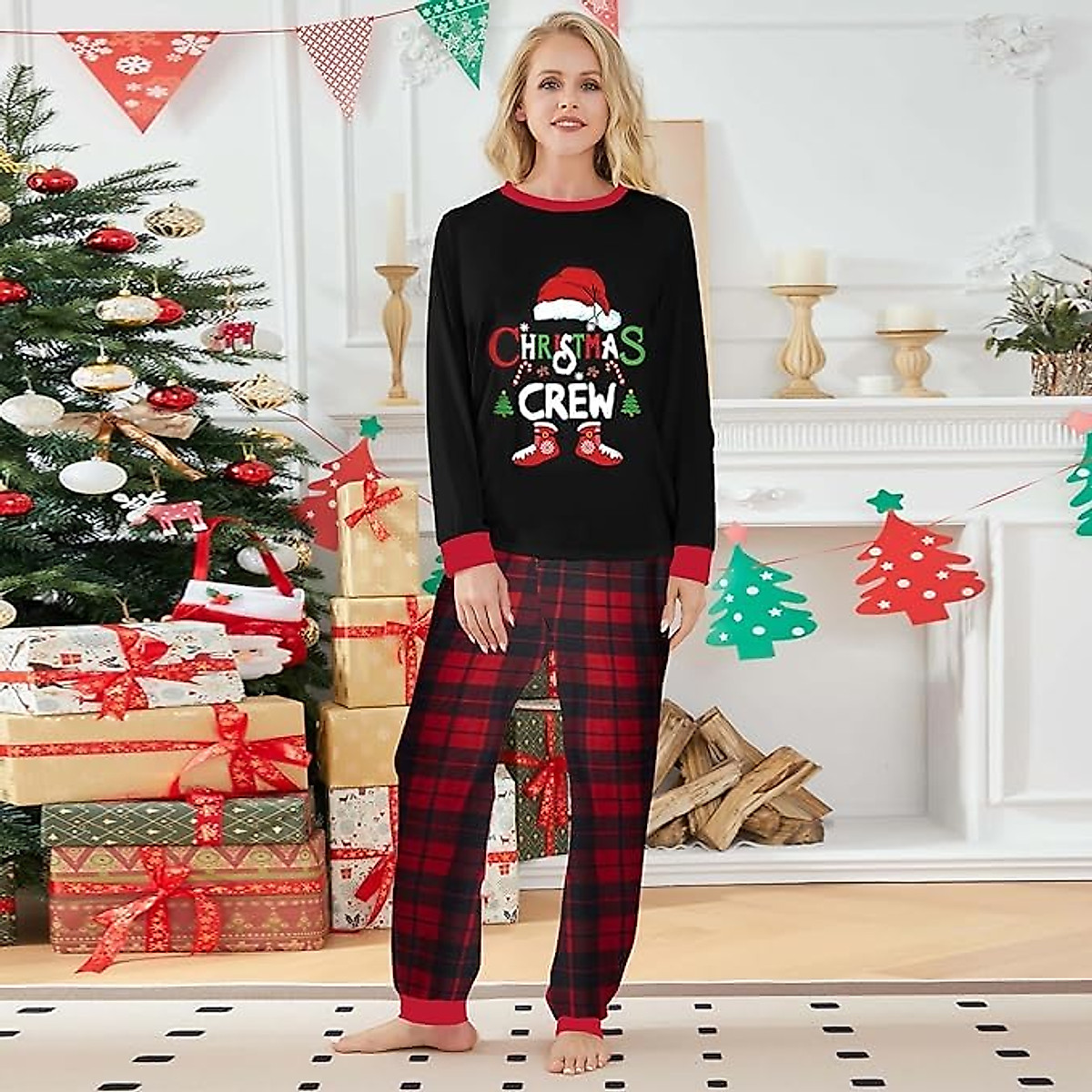 Lizxun Christma Pajama Family Christmas Pjs Matching Sets Christmas Pajamas for Family Cute Sleepwear for Women Men Teens Women Mom