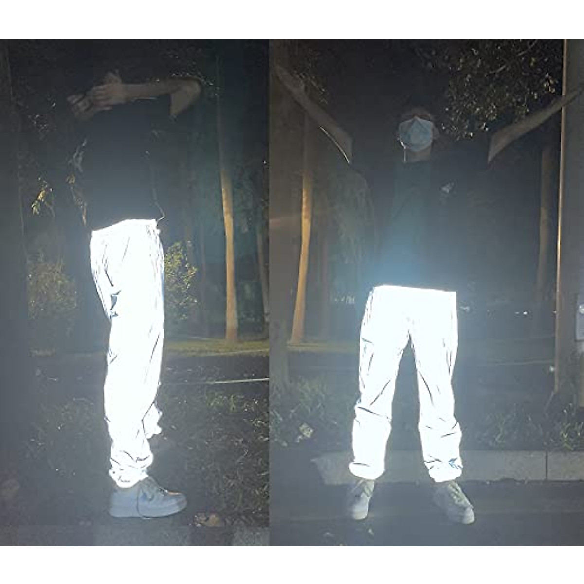 Reflective Pants Men Brand Hip Hop Dance Fluorescent Trousers Casual Harajuku Night Sporting Jogger Pants Gray (S)