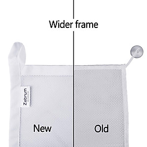 zebrum Bath Toy Organizer Set, 2 Large Strong Storage Mesh Bags, 18 x 14 Inch with 4 Strong Adhesive Hooks- Easy Storage of Bath Toys and Other Bathroom Items-White (Bath Toy Organizer Set)