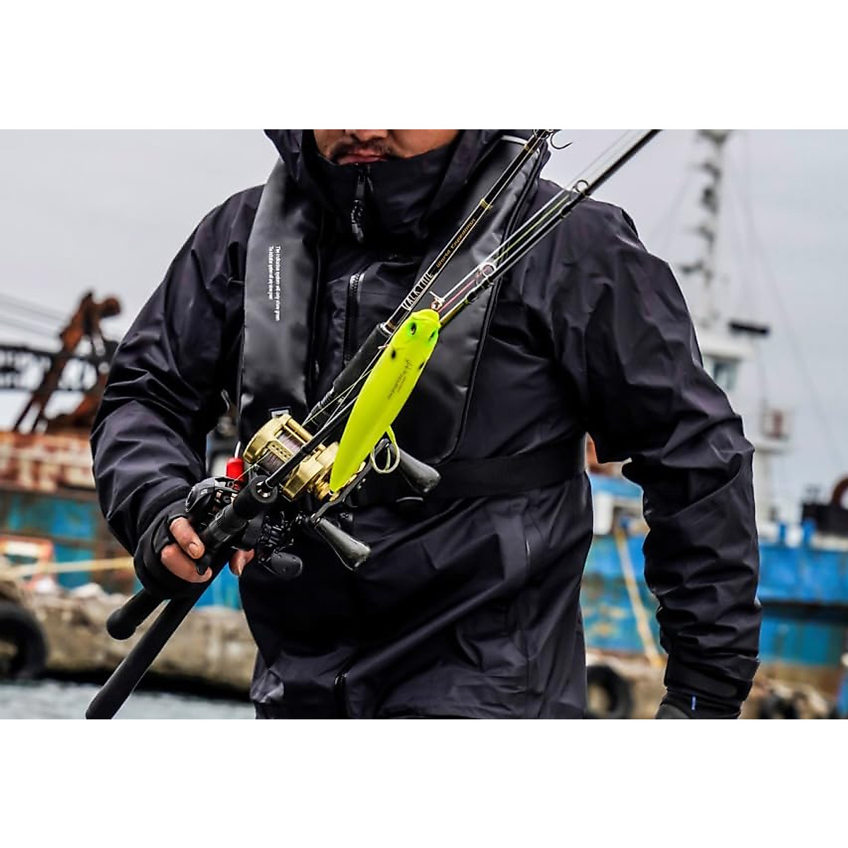 Compact FLOATTOP 150N Buoyancy PFD Outdoor Life Vest Automatic/Manual Inflatable Life Jacket PFD with 33g CO2 Cartridge (Black, Automatic)