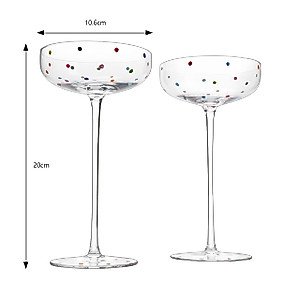 The Wine Savant Polka Dot Set of 2 Stemless Bubble Wine Glasses 18 oz Polka Dot Rainbow Glasses, Colored Wine Glasses, Bubble Glasses, Unique Tumblers Gift Idea For Everyday, Weddings, Parties