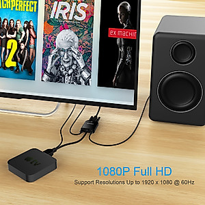 Moread HDMI to VGA with Audio, Gold-Plated Active HDMI to VGA Adapter (Male to Female) with Micro USB Power Cable & 3.5mm Audio Cable for PS4, MacBook Pro, Mac Mini, Apple TV and More - Black