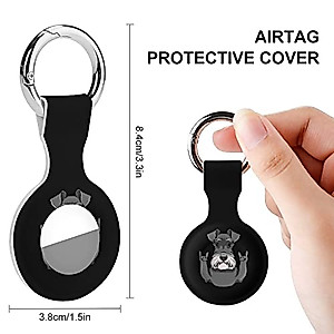 Schnauzer Dog Rock Gesture Air Tag Tracker Case Cover for AirTag Holder Protector Storage Bag