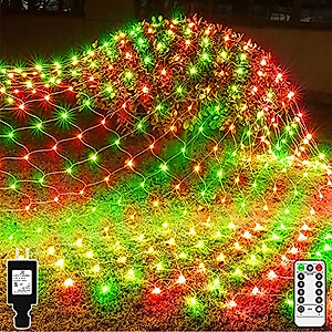 JXLEDAYY Christmas Net Lights 200 LED Outdoor Waterproof Mesh Lights for Bushes Connectable Christmas Outdoor Decorations Lights Plug in with Remote 8 Modes for Window Fence Garden Roof Decor