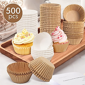 500pcs Standard Natural cupcake liners for baking,food grade cupcake wrappers,non-stick, greaseproof parchment muffin liners,by Bake Choice (500PCS Brown)