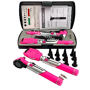 Premium Double Handle Otoscope Set -Otoscope/Great for School -Cynamed (PINK)