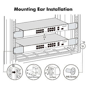 MokerLink 1U Rack Mount Kit Compatible for Cisco 17.3 inch Wide Switches, Compatible CK-300RM-19 rackmount ear