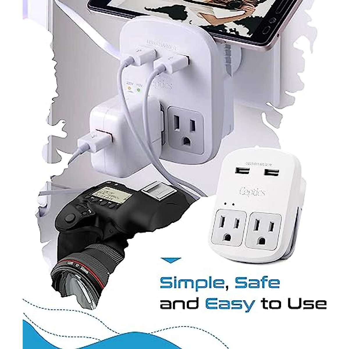Ceptics Safest Travel Adapter Kit, Dual USB for iPhone, Chargers, Cell Phones, Laptop Perfect for Travelers - 3.6A with Qc. 3.0 Charge Faster