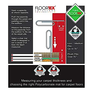 Floortex Polycarbonate Chair Mat 47" x 35" for Low/Medium Pile Carpets