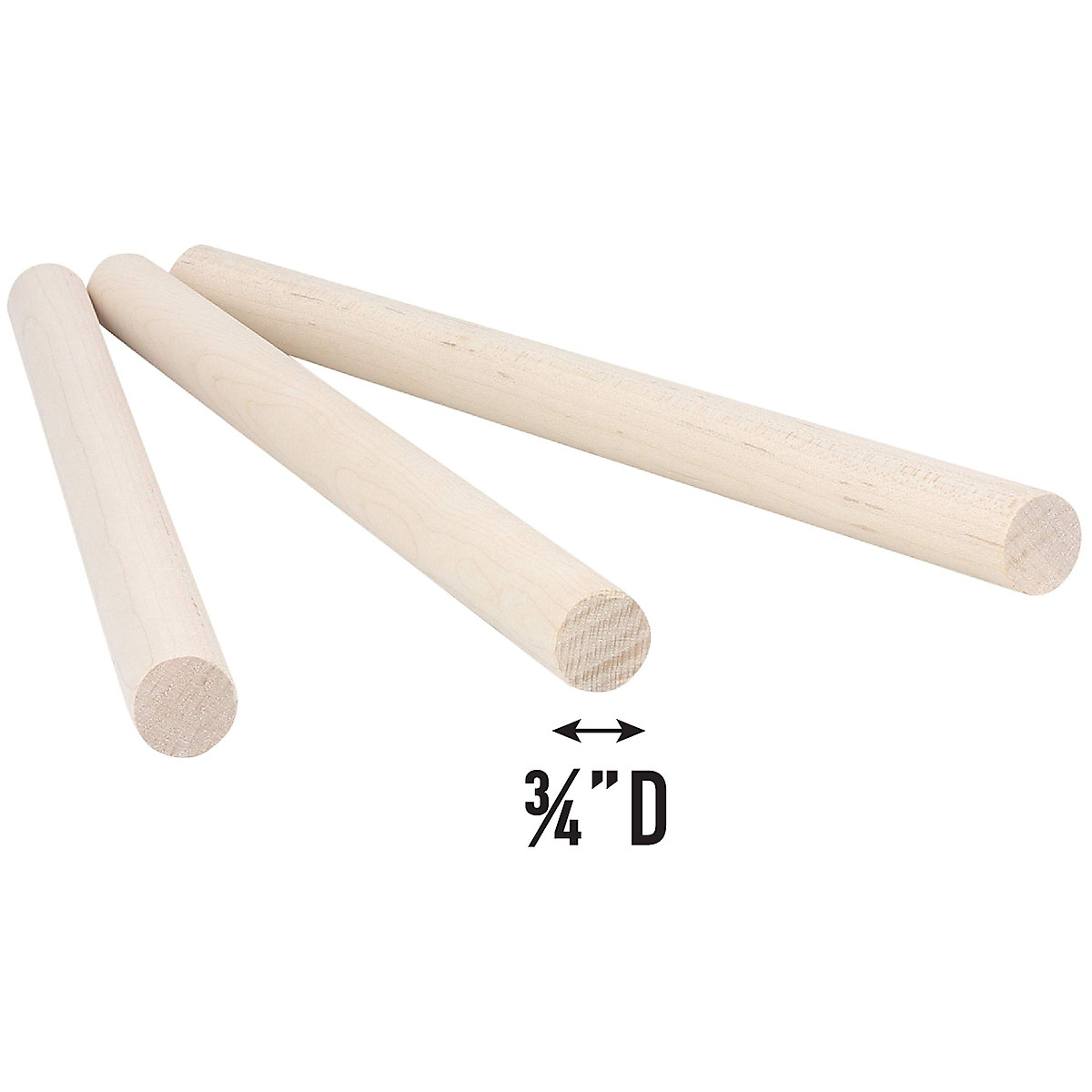 Pennsylvania Woodworks Maple Wooden Dowel Rods - Solid Hardwood Sticks for Crafting, Macrame, DIY & More - White, Unfinished Wood Dowels - Sanded Smooth, Kiln Dried - (3/4" x 12”, 10 Pack)