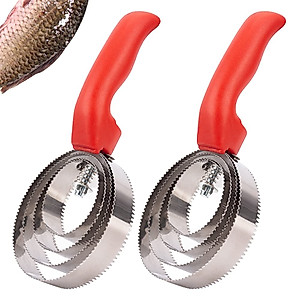 Fish Skin Brush Fast Remove, 2pcs Stainless Steel Fish Scaler Remover, Heavy Duty commercial Fish Scaler Brush Fish Scaler Cleaning, Stainless Steel Sawtooth Easily Remove Fish Scales