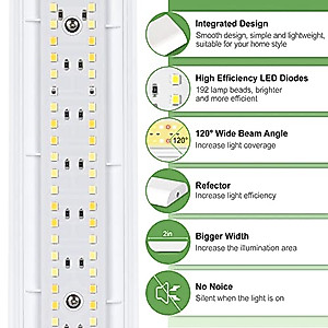 FOXGARDEN Grow Light Strip for Indoor Plants, Full Spectrum 192 LED Bright Grow Lamp with Auto On/Off Timer 4/8/12H, 10 Dimmable Brightness, 2 Packs