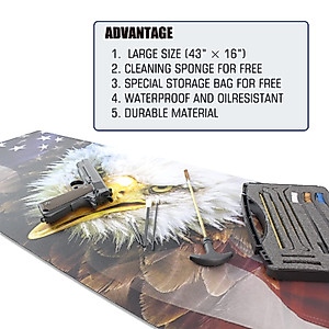 CREVIV Gun Cleaning Mat, Large Size 16"x43" Inch Cleaning mat Include Gun Cleaning Kits(Sponge), Suitable for Pistol Shotgun Rifle Cleaning