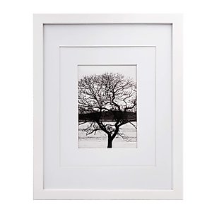 Egofine 11x14 Picture Frame White - Photo Frame Made of Solid Wood Covered by Plexiglass for Table Top Display Pictures 5x7/8x10 with Mat or 11x14 Without Mat - with Wall Mounting Hardware