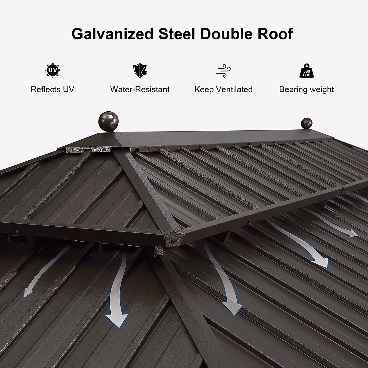 PURPLE LEAF Hardtop Gazebo 10' X 12' Metal Roof with Netting and Curtains Hard Top Backyard Patio Gazebos Permanent Canopy Deck Garden Hot Tub Outdoor Pavilion