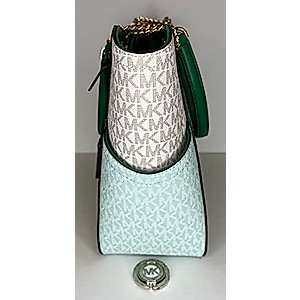 Michael Kors Jet Set Travel Large Chain Shoulder Tote bundled Purse Hook (Palmetto Green MK Colorblock)