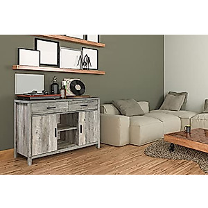 ICE ARMOR 99-78108FV-GreyPine 47" W Sideboard Storage Modern Dining Server Cupboard Buffet Table with Two Cabinets and Drawers in Grey Pine Finish