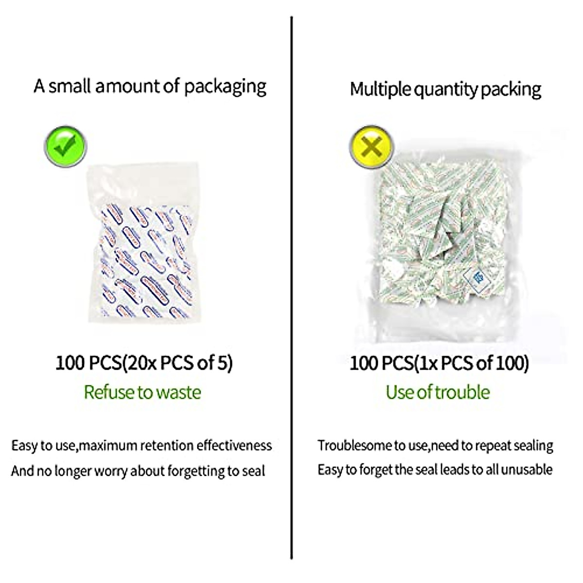 GOJAFUHA 500cc Oxygen Absorbers for Food Storage 100 count (20 Packs of 5)