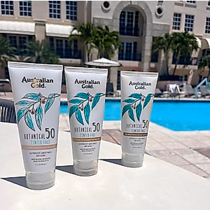 Australian Gold Botanical SPF 50 Tinted Mineral Sunscreen for Face, Non-Chemical BB Cream, Water-Resistant, Matte Finish, For Sensitive Facial Skin, Medium to Tan Skin Tones, 3 FL Oz