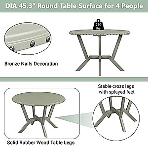 Voohek Kitchen Dining Set, 5-Piece Round Wood Table and Chair, Classic Family Furniture for Dinette, Compact Space, Green