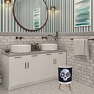 IKFLWJUTFW Small Trash Can with Lid Game over glitchy sign skull and gamepad Video symbol Gamer 7 Liter Garbage Elasticity Press Cover Kitchen Bathroom Office Fashion Paper Basket 1.8 Gallon Color6