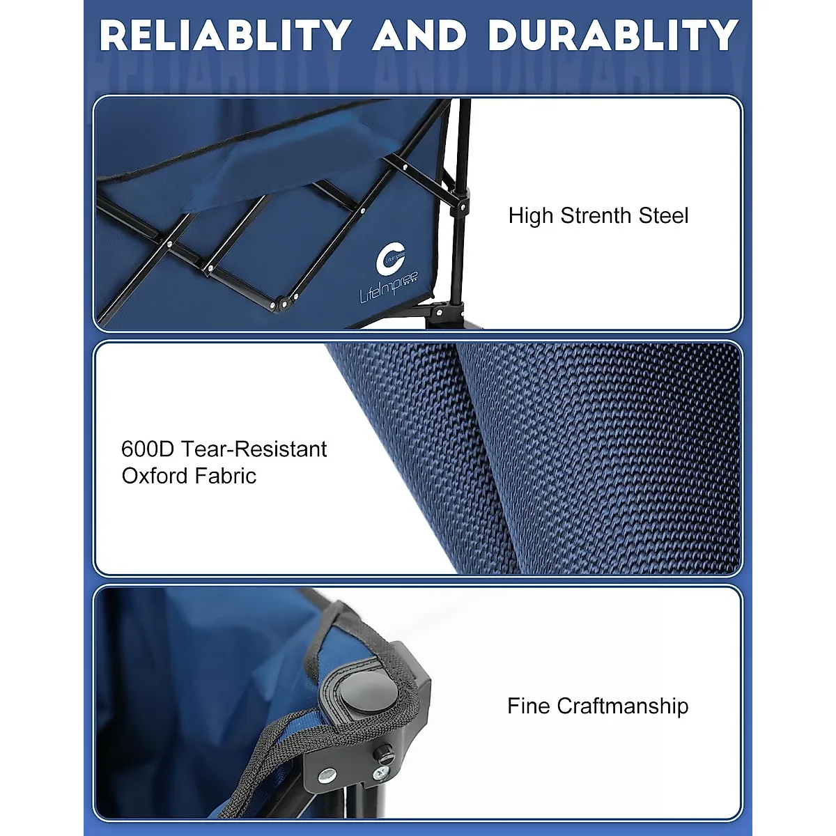 LifeImpree Collapsible Foldable Wagon, Beach Wagon with All Terrain Wheels, Heavy Duty Folding Utility Garden Cart, Adjustable Handle, 350LBS Capacity for Camping, Grocery, Sports, Shopping, Outdoor