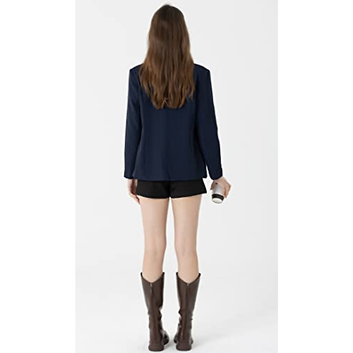 Beninos Womens Casual Long Sleeve Blazer Jackets with No Button (807 Navy, XS)
